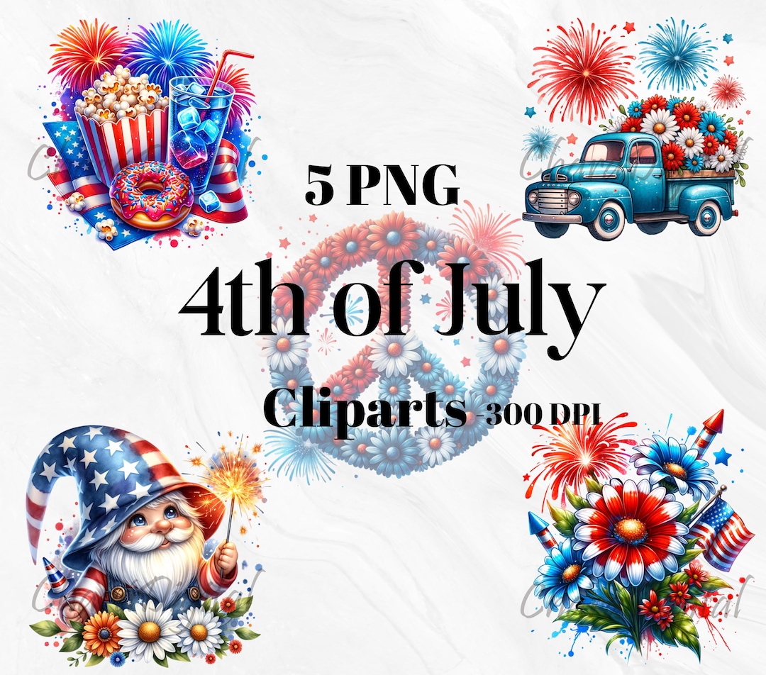 American Fireworks Png Bundle, July 4th Patriotic Clipart Bundle Set ...