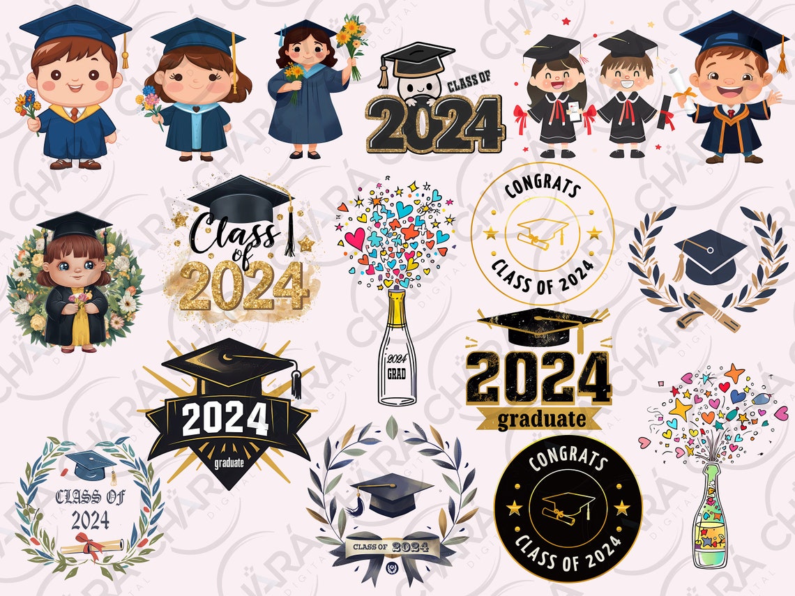 Graduation 2024 Clipart Png, GRAD Clipart Png, Graduation Clipart, Cute ...