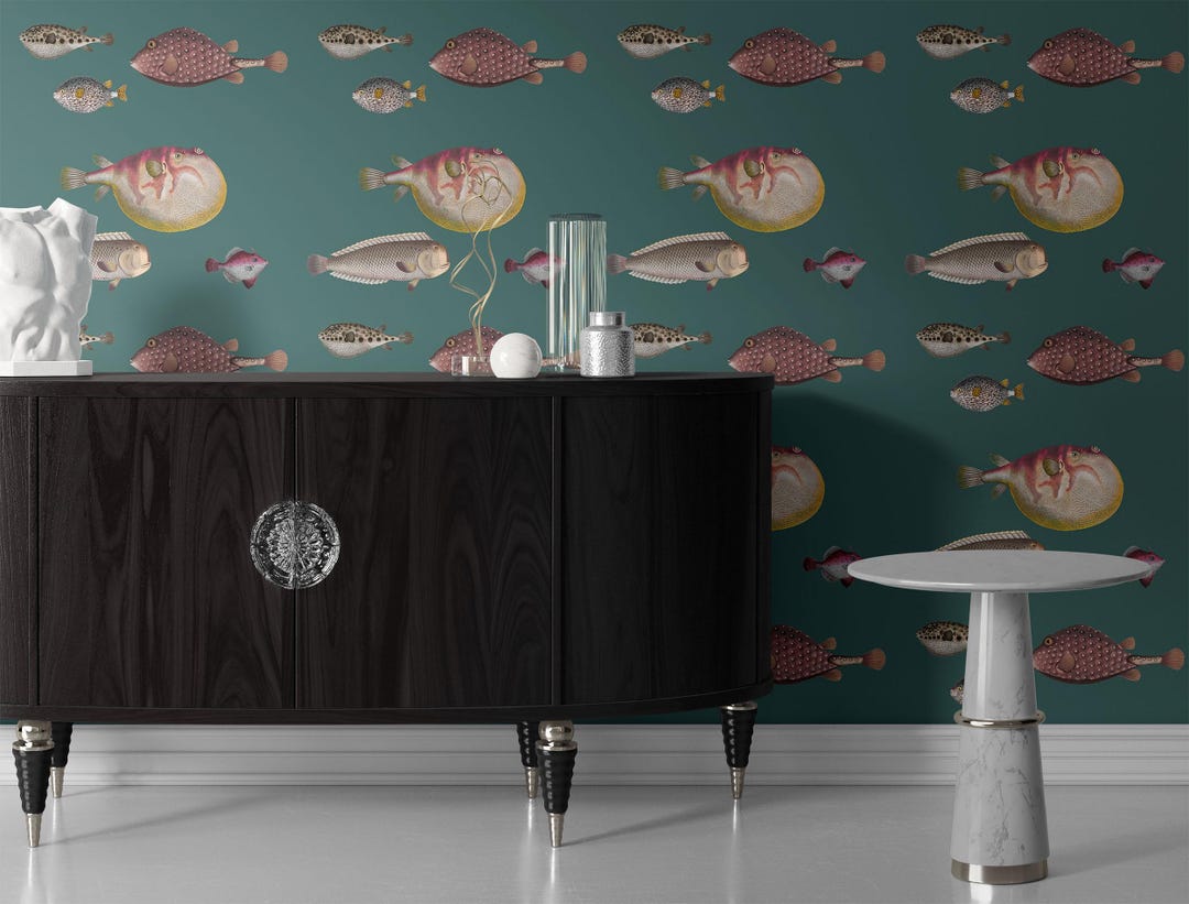 Vintage Fish Wallpaper, Underwater Wallpaper, Ocean Wallpaper, Sea Life ...