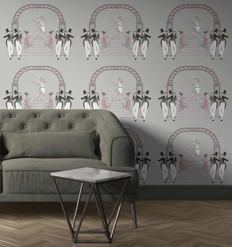 Art Deco Wallpaper DIVA Grey, Roaring 20s Glamour Wallpaper, Singer ...