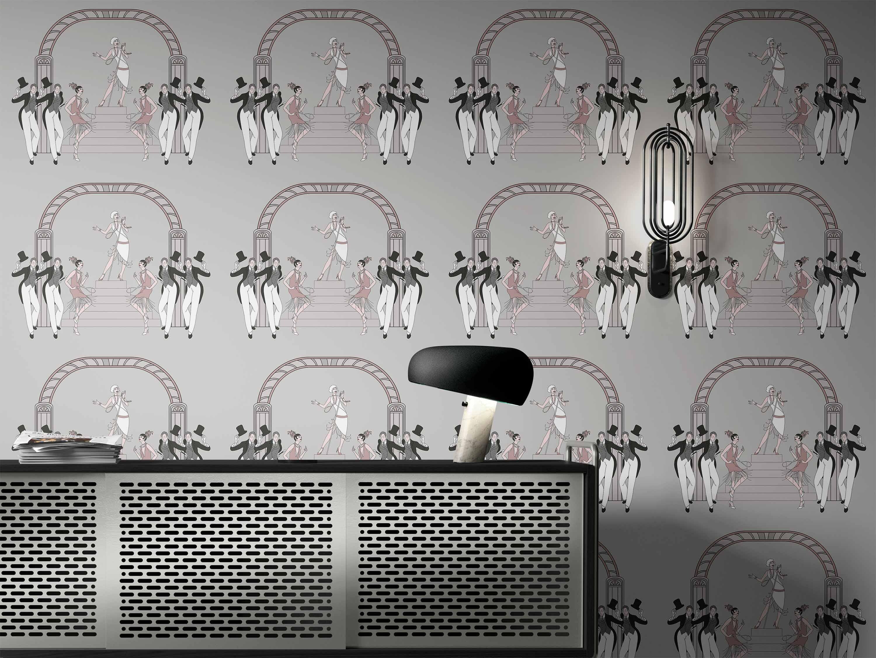 Art Deco Wallpaper DIVA Grey, Roaring 20s Glamour Wallpaper, Singer ...
