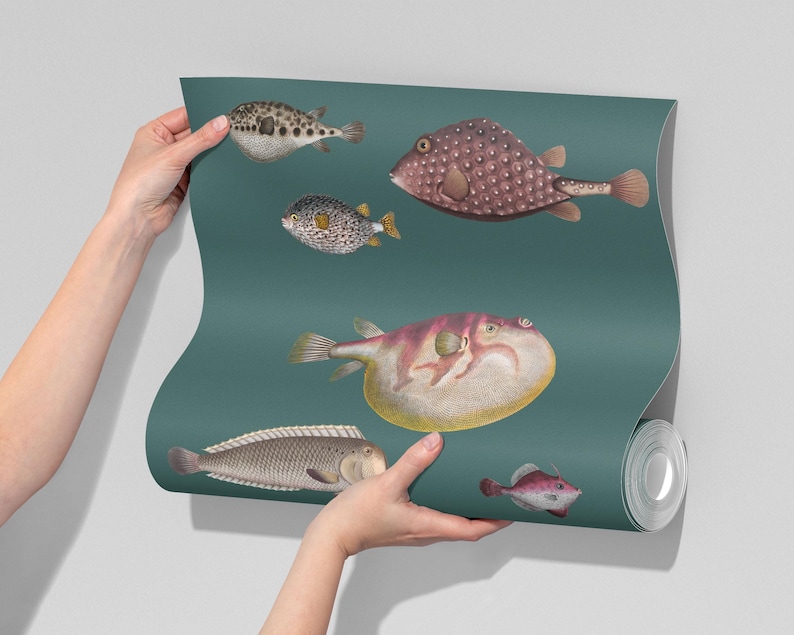 Vintage Fish Wallpaper, Underwater Wallpaper, Ocean Wallpaper, Sea Life ...