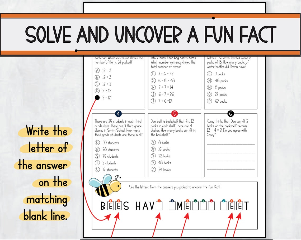 Third Grade Math Operations and Algebraic Thinking Review - Etsy