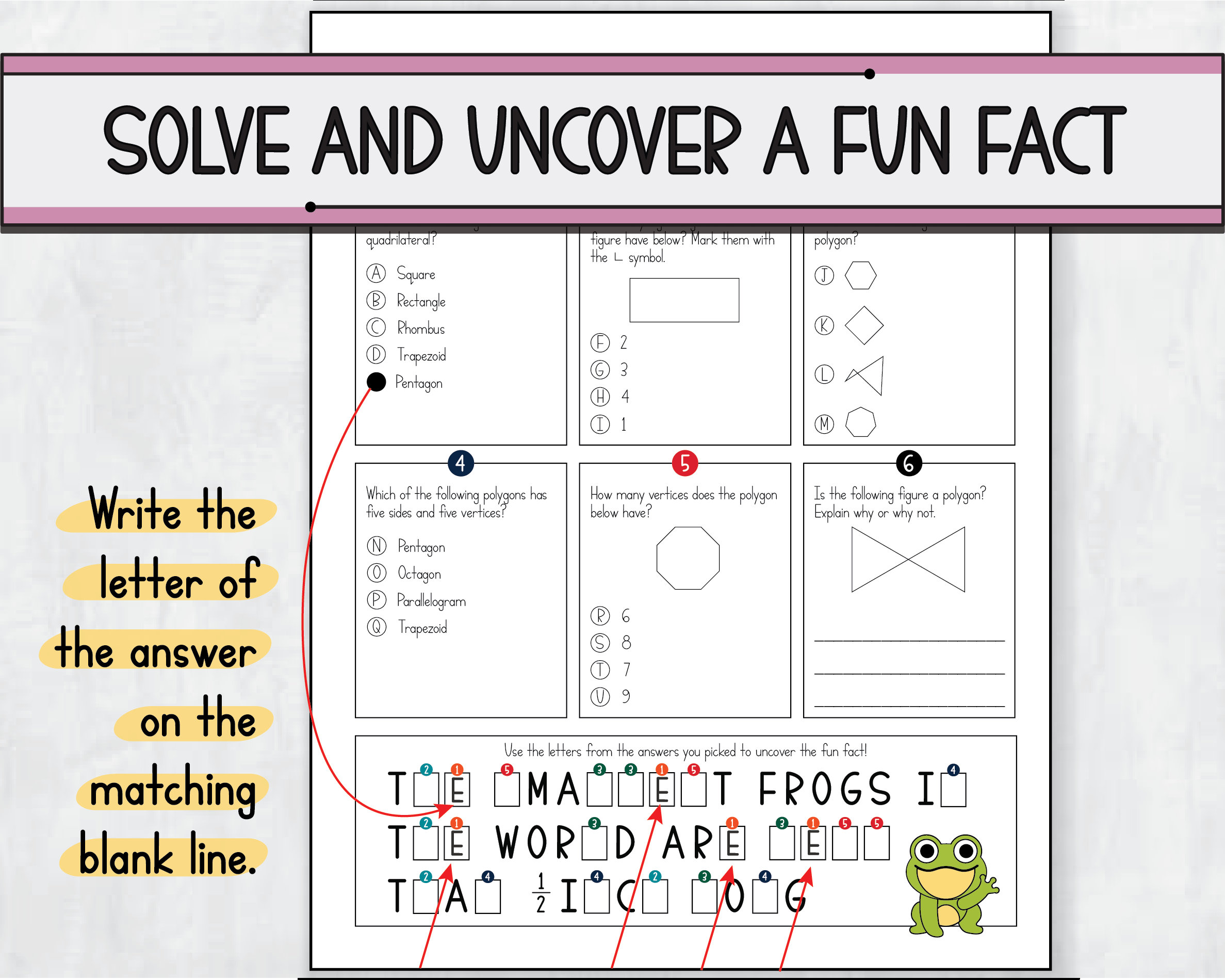 Find the Fun Fact: Third Grade Geometry Review - Etsy
