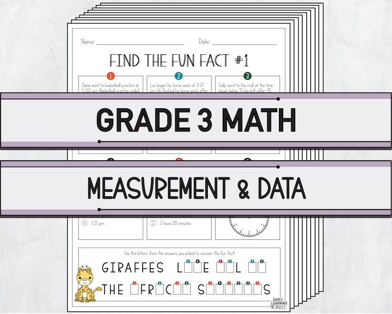 Find the Fun Fact: Third Grade Measurement and Data Review - Etsy