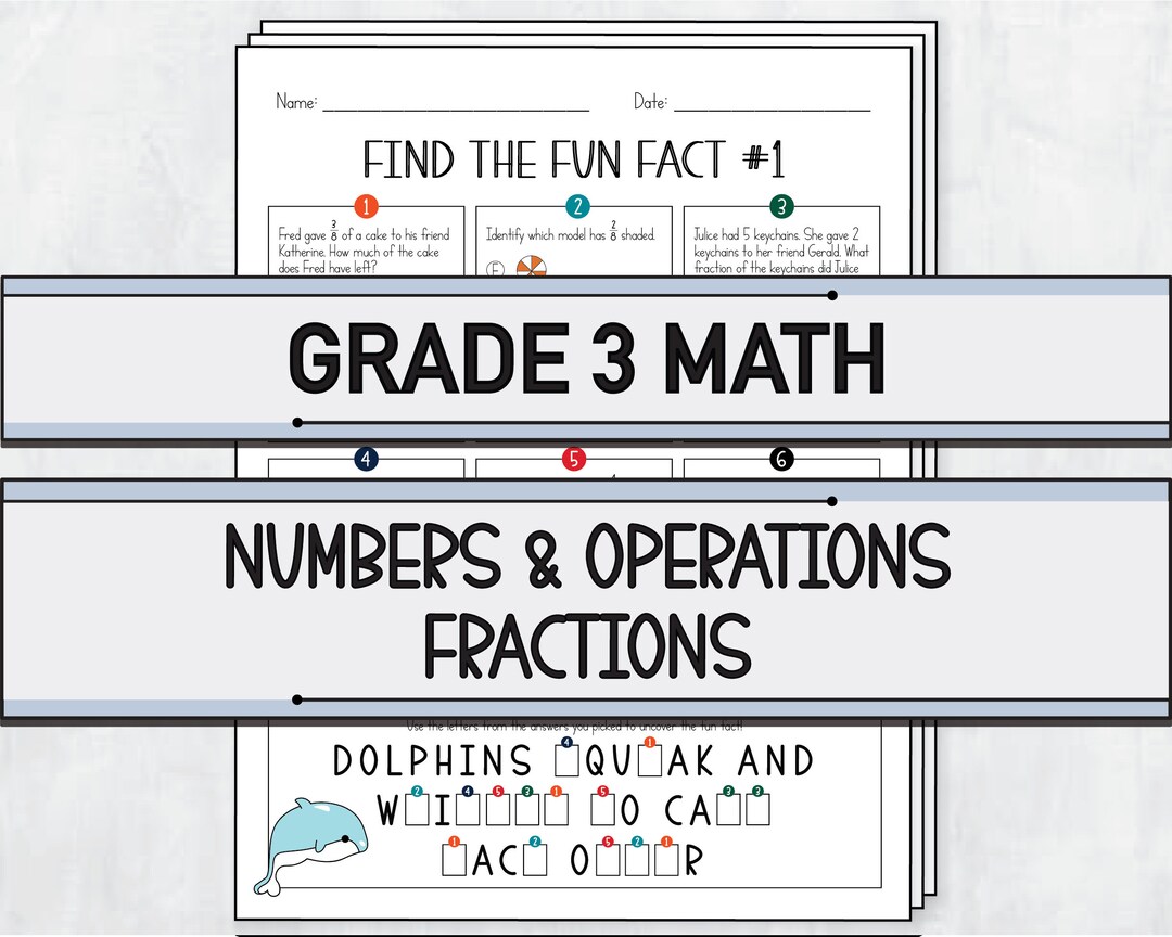 Find the Fun Fact: Third Grade Numbers & Operations - Fractions Review ...