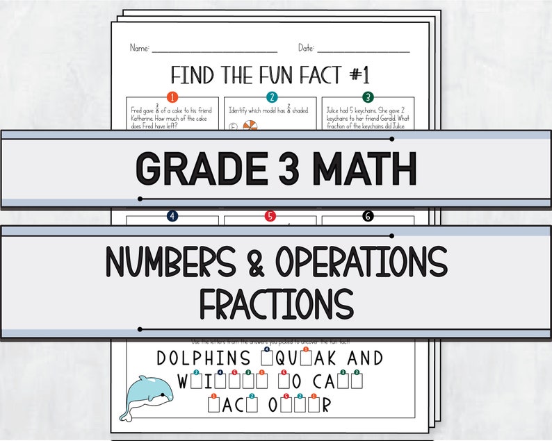 Find the Fun Fact: Third Grade Numbers & Operations - Fractions Review ...