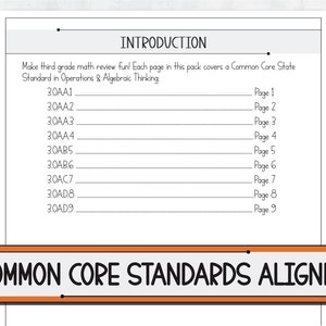 Third Grade Math Operations and Algebraic Thinking Review - Etsy