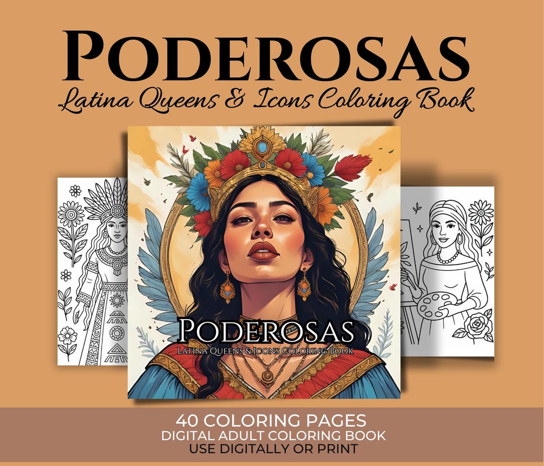 Poderosas Latina Queens and Icons Coloring Easy Bold Relaxing ...
