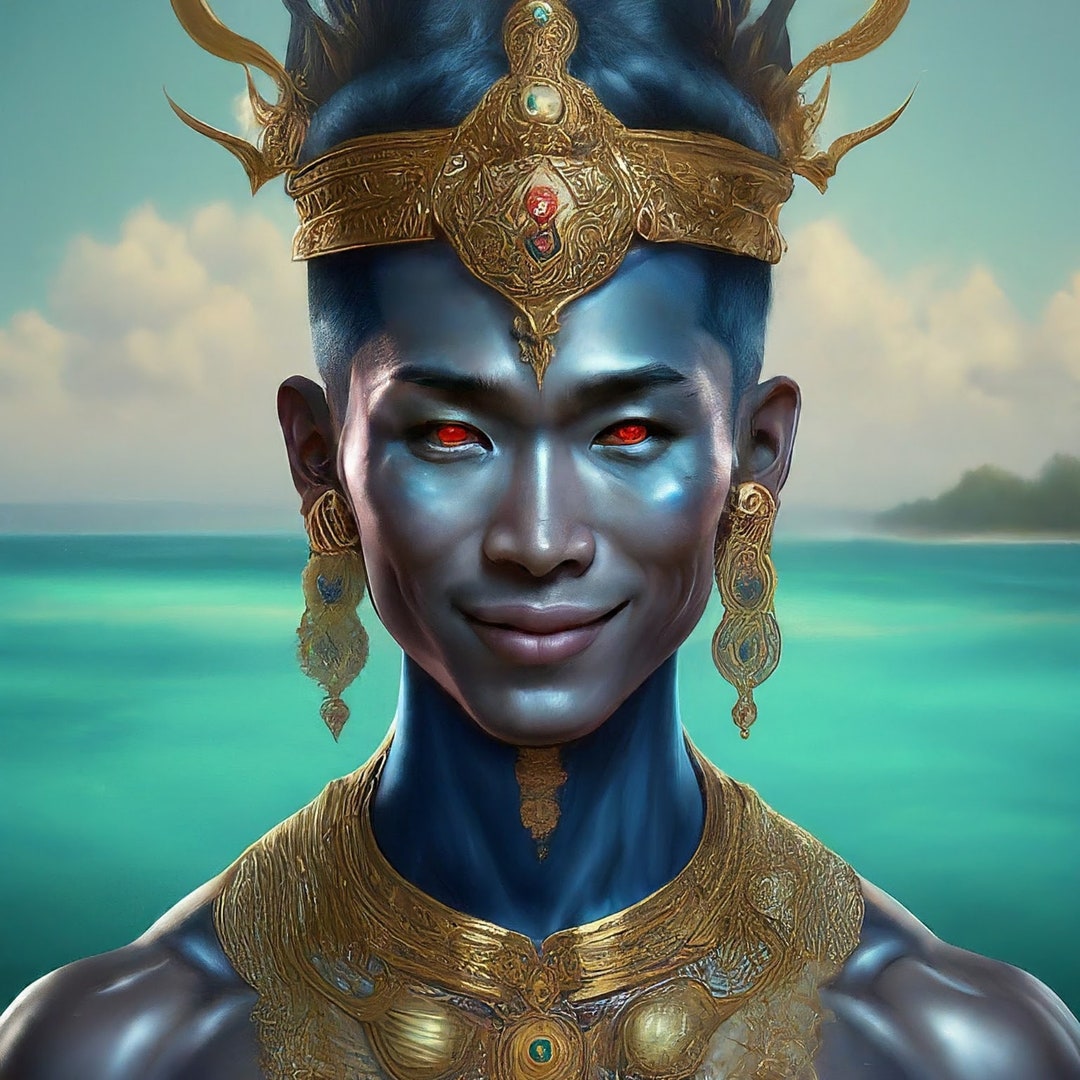 PRINTABLE Blue Djinn King Wall Art DOWNLOADABLE Modern Living Room ...