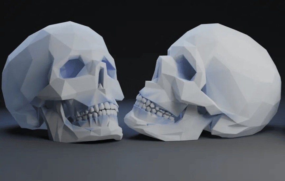 Low Poly Skull STL - Etsy