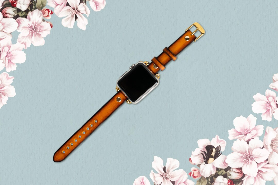 Personalized Vintage Leather Apple Watch Band, Anniversary Gift - Etsy