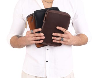 Customized Leather Small Portfolio for Men, Office Gift, Engraved ...