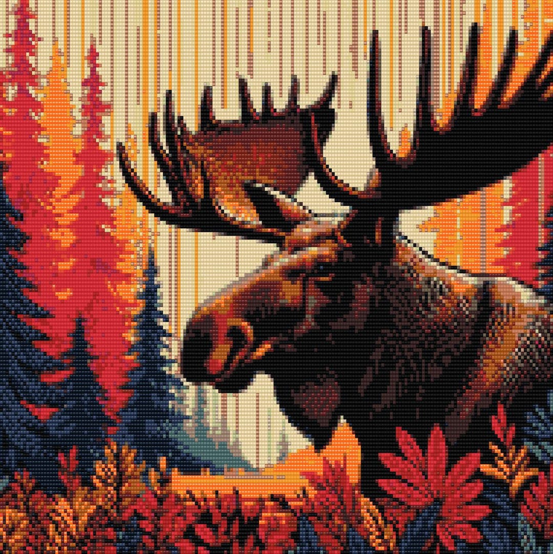 Autumn Moose Loom & Peyote Patterns - Large Bead Tapestry Using Miyuki ...