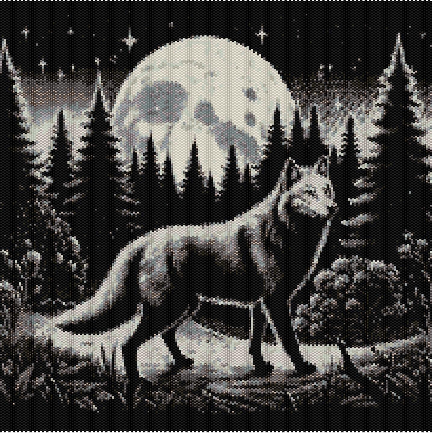 Wolf in Forest Loom & Peyote Stitch Patterns for Large Bead Tapestry ...