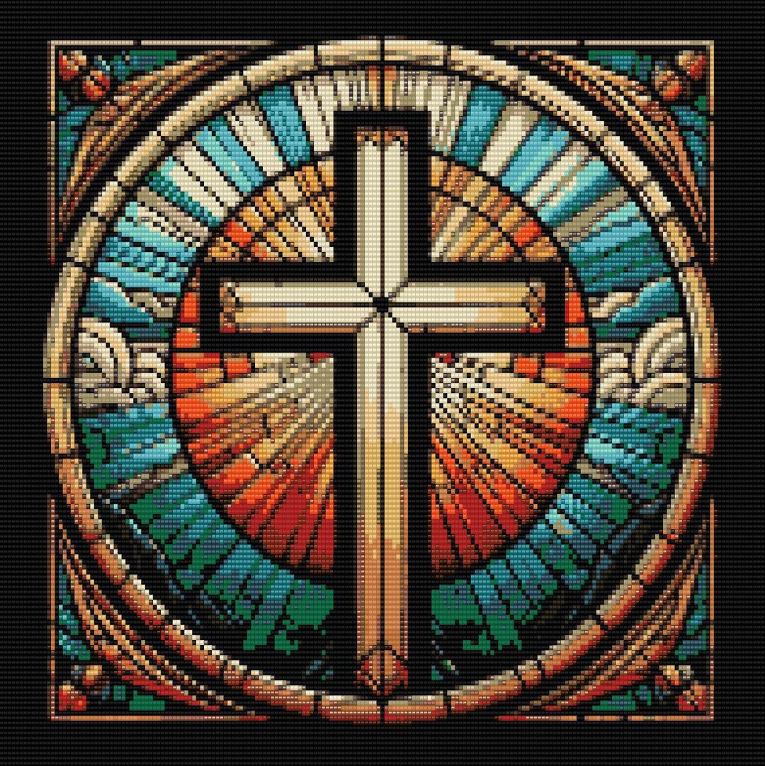 Stained Glass Cross Loom & Peyote Stitch Patterns for Large Bead ...