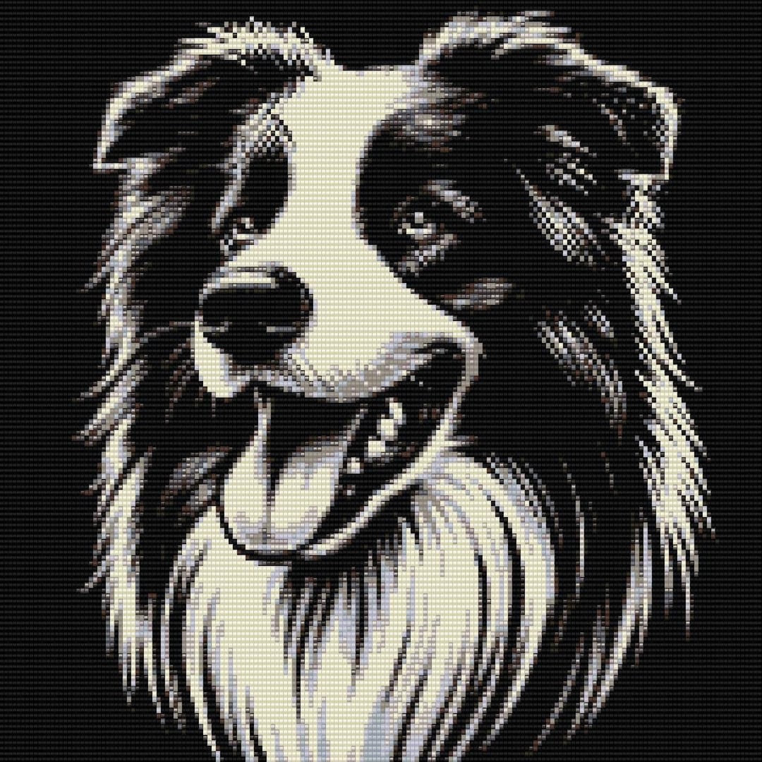 Border Collie Dog Loom & Peyote Stitch Patterns Large Bead Tapestry ...