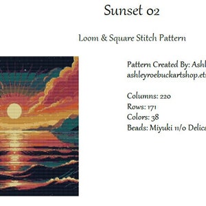 Beach Sunset Loom & Square Stitch Pattern Large Bead Tapestry Using ...