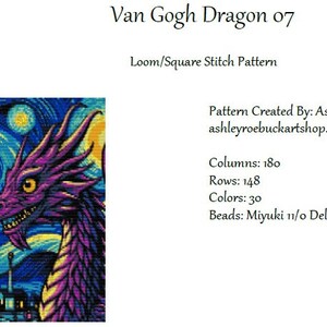 Van Gogh Dragon Loom & Peyote Patterns Large Bead Tapestry Using Miyuki ...