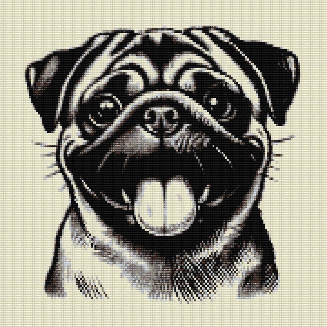 Pug Dog Loom & Peyote Stitch Patterns Large Bead Tapestry Using Miyuki ...