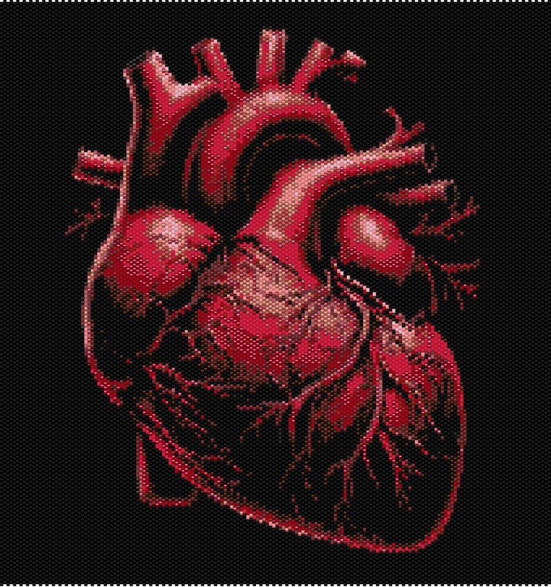 Anatomical Heart Loom & Peyote Stitch Patterns Large Bead Tapestry ...