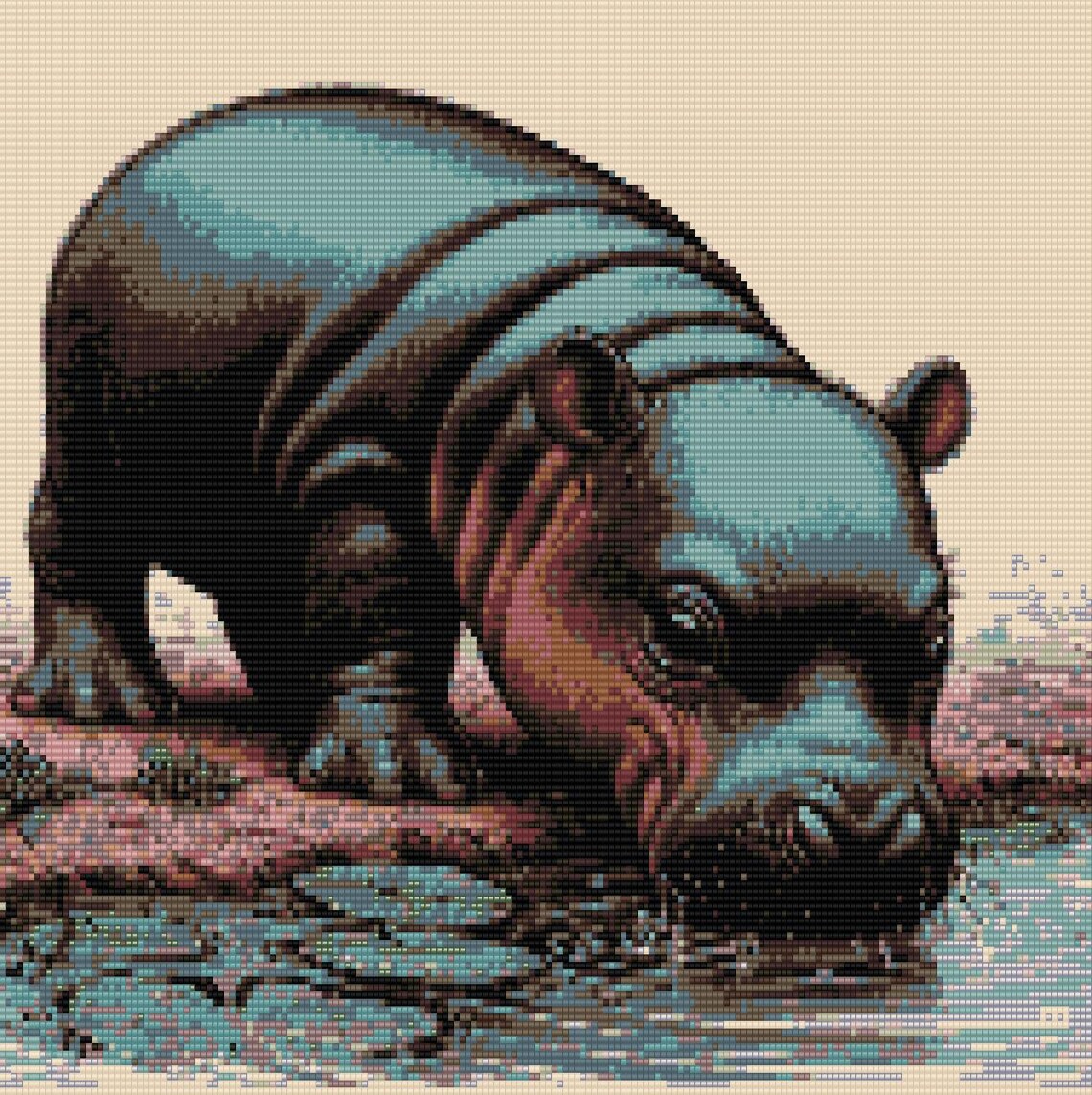 Baby Pygmy Hippo Loom & Peyote Patterns - Large Bead Tapestry Using ...
