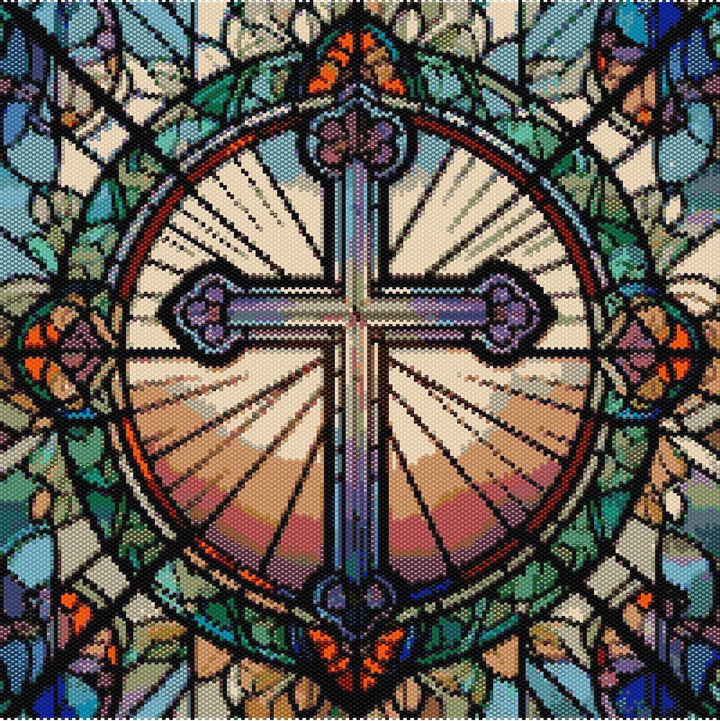 Stained Glass Cross Loom & Peyote Stitch Pattern for Large Bead ...