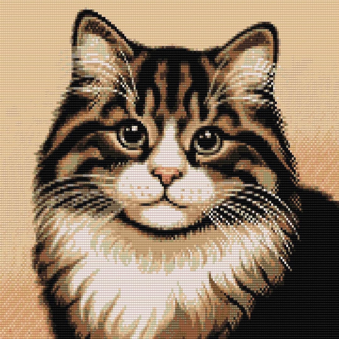Tabby and White Cat Loom & Peyote Patterns Large Bead Tapestry Using ...