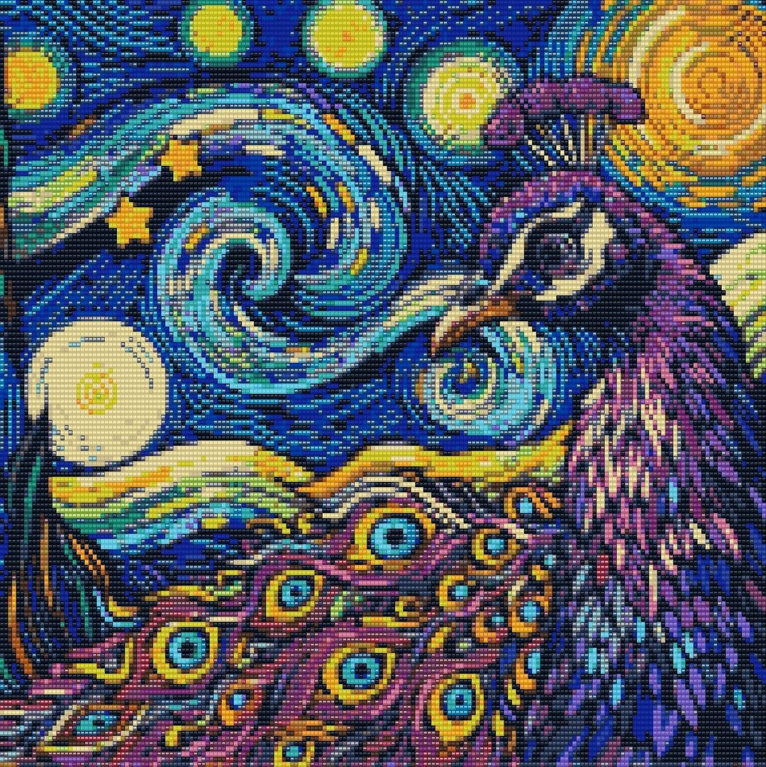 Van Gogh Peacock Loom & Peyote Patterns Large Bead Tapestry Using ...