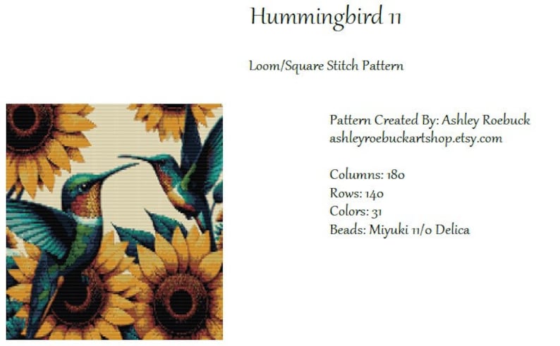 Hummingbirds and Sunflowers Loom & Peyote Patterns for Bead Tapestry ...
