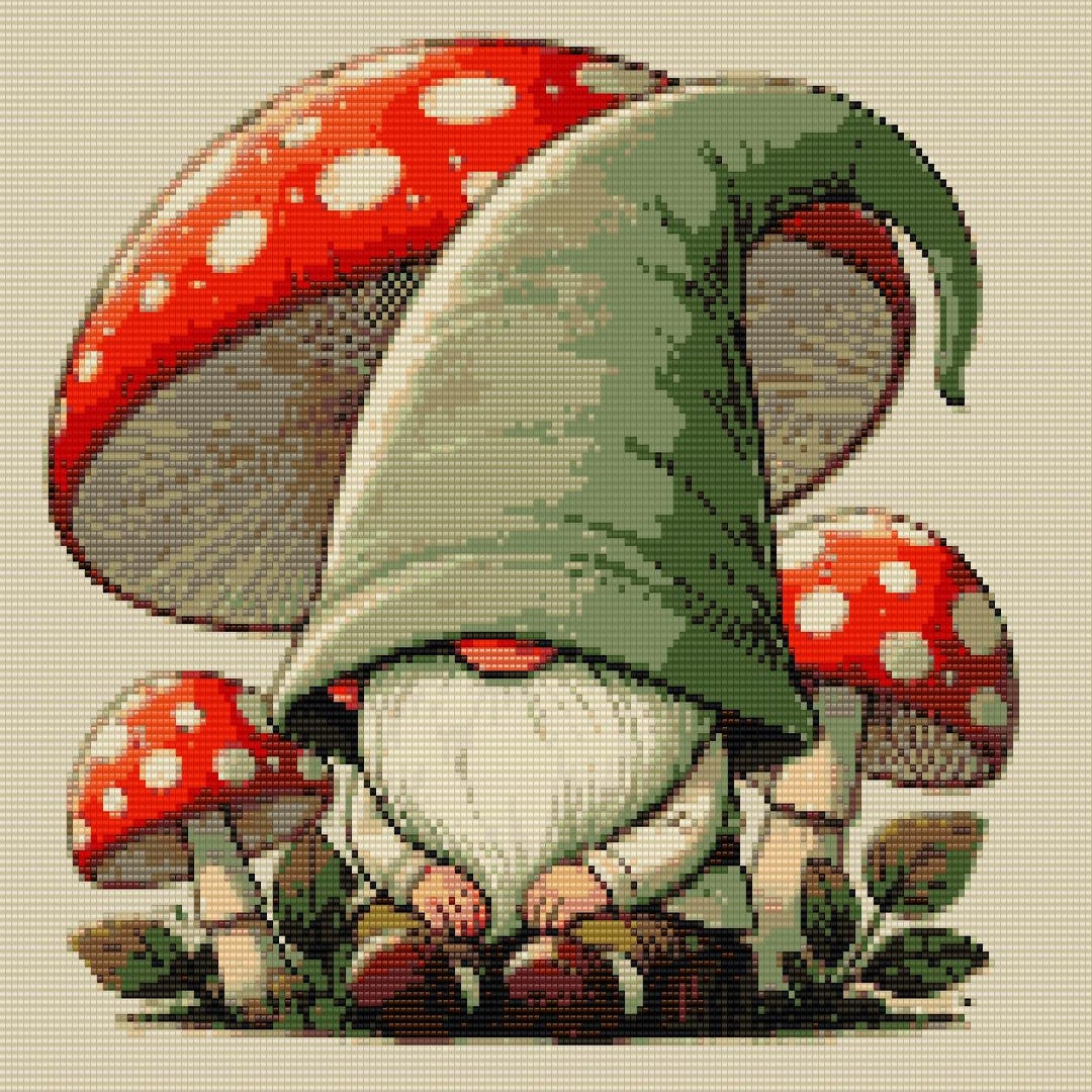 Gnome With Mushrooms Loom & Peyote Patterns - Large Bead Tapestry Using ...