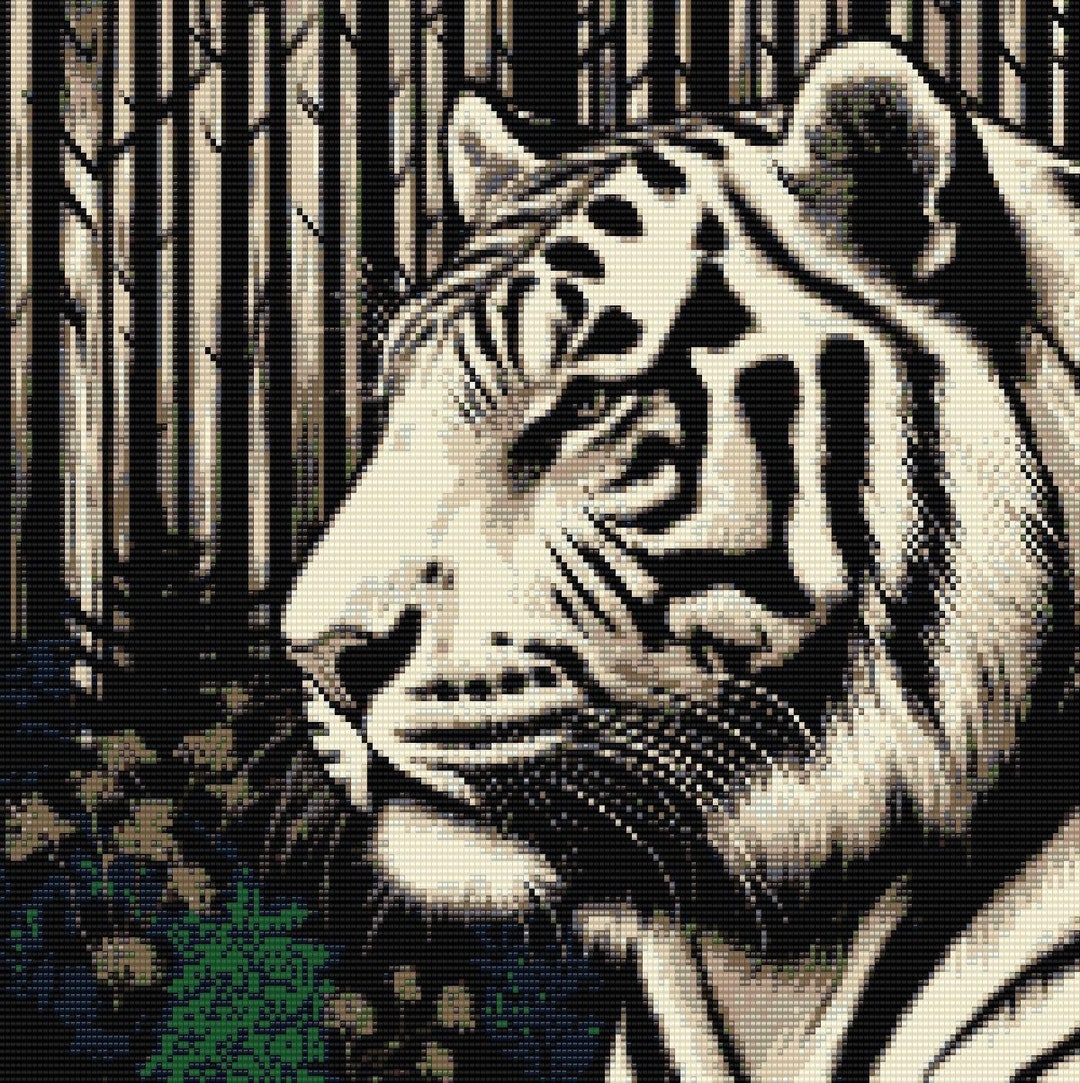 White Tiger Loom & Square Stitch Pattern for Large Bead Tapestry Using ...