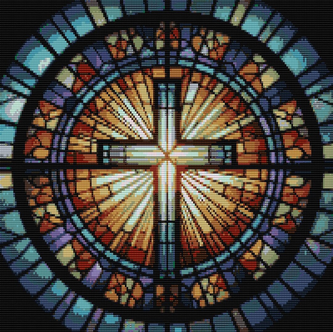 Stained Glass Cross Loom & Peyote Stitch Pattern for Large Bead ...