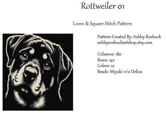 Rottweiler Dog Loom & Peyote Stitch Patterns Large Bead Tapestry Using ...
