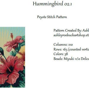 Hummingbird Loom & Peyote Patterns for Large Bead Tapestry Using Miyuki ...