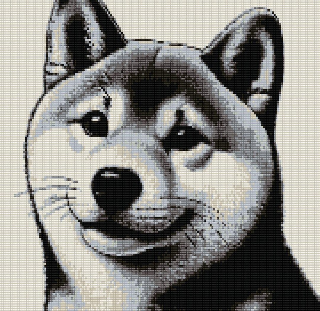 Shiba Inu Monochrome Dog Loom & Peyote Stitch Patterns - Large Bead ...
