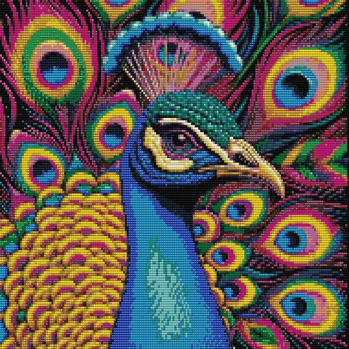 Neon Peacock Bird Loom & Peyote Patterns Large Bead Tapestry Using ...