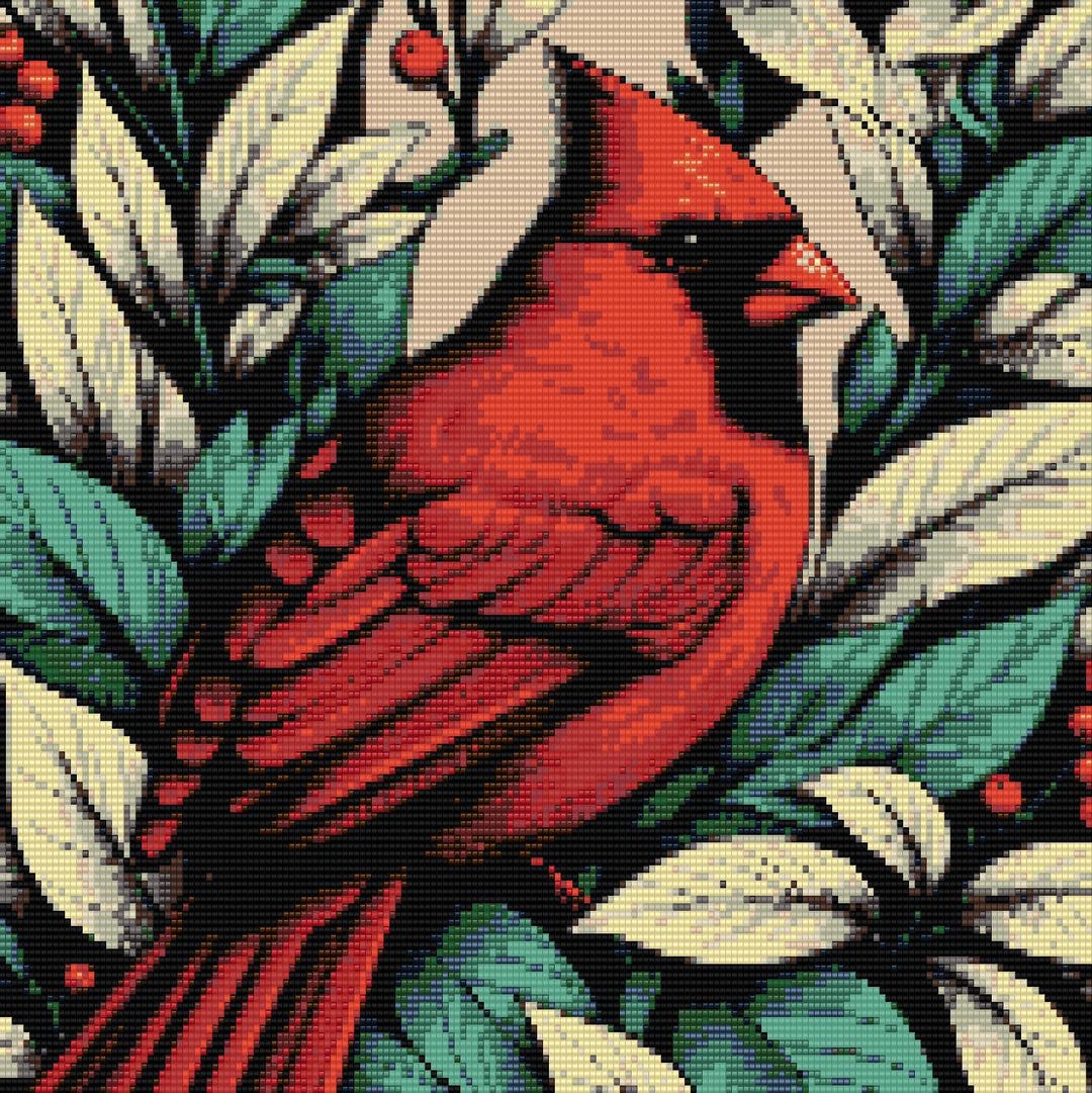 Cardinal Bird Loom & Odd Peyote Patterns - Large Bead Tapestry Using ...