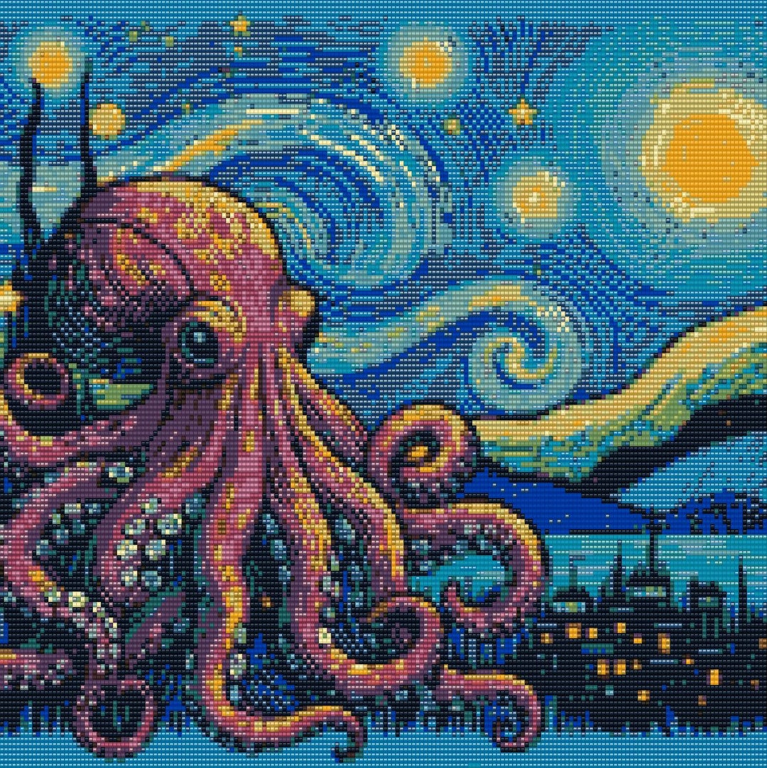 Van Gogh Octopus Loom & Peyote Patterns - Large Bead Tapestry Using ...