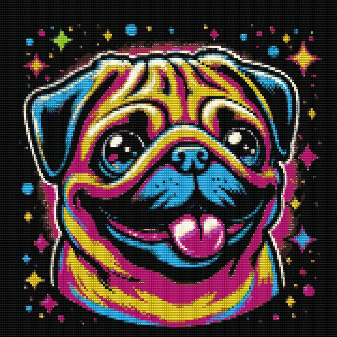 Neon Pug Dog Loom & Peyote Patterns - Large Bead Tapestry Using Miyuki ...