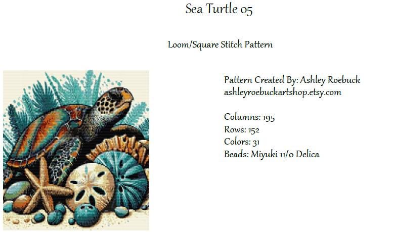Sea Turtle Loom & Odd Peyote Stitch Patterns - Large Bead Tapestry ...