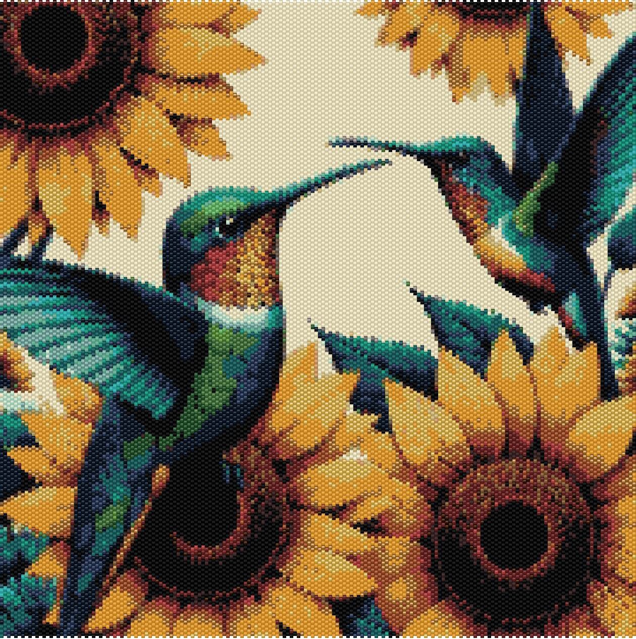 Hummingbirds and Sunflowers Loom & Peyote Patterns for Bead Tapestry ...