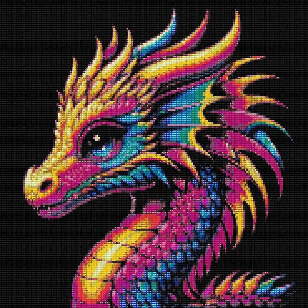 Neon Dragon Loom & Peyote Patterns Large Bead Tapestry Using Miyuki 11/ ...