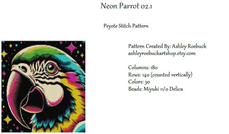 Neon Macaw Parrot Loom & Peyote Patterns - Large Bead Tapestry Using ...