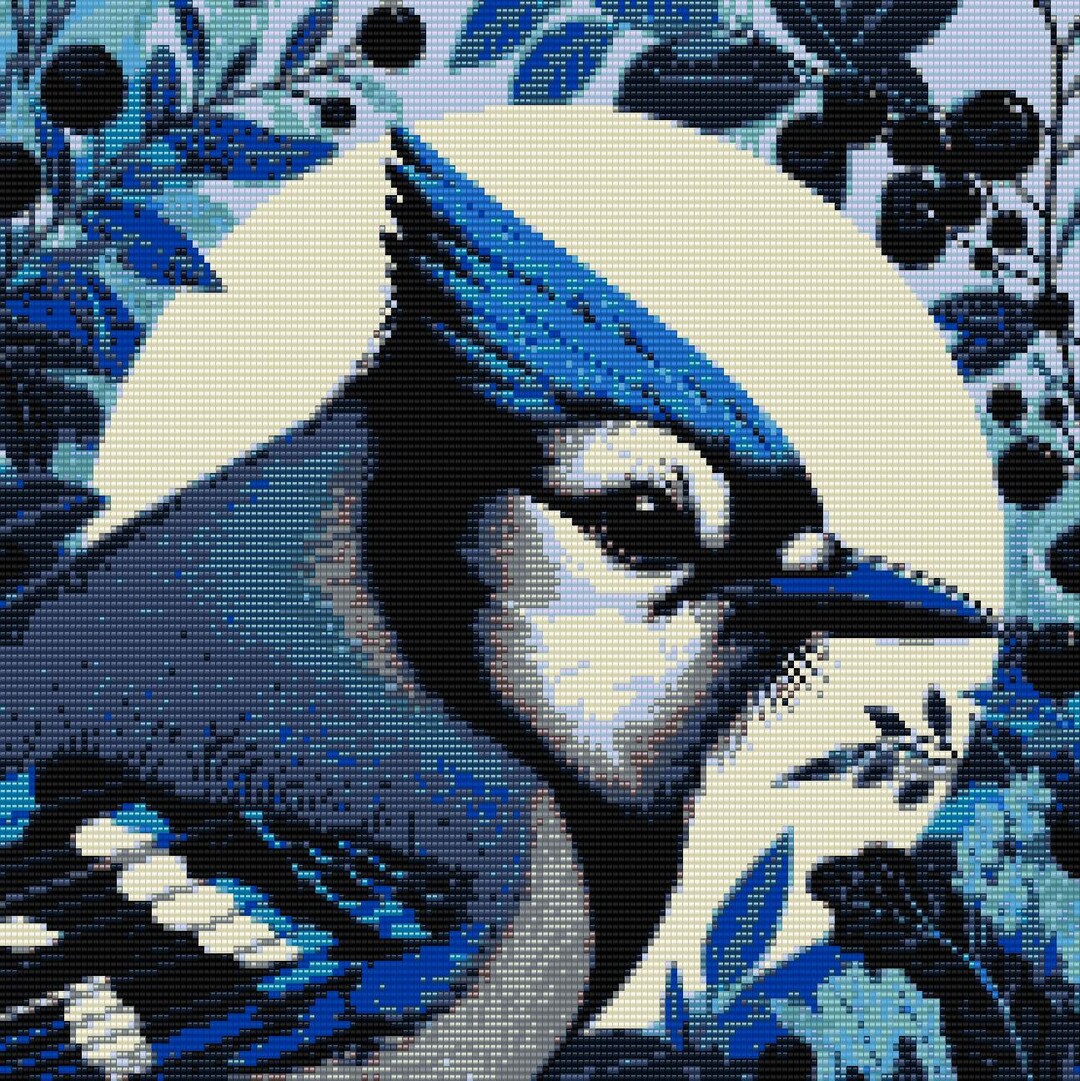 Blue Jay Bird Loom & Odd Peyote Patterns - Large Bead Tapestry Using ...