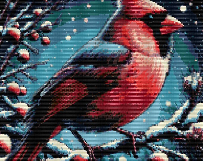 Cardinal Bird Loom & Peyote Stitch Patterns for Large Bead Tapestry ...