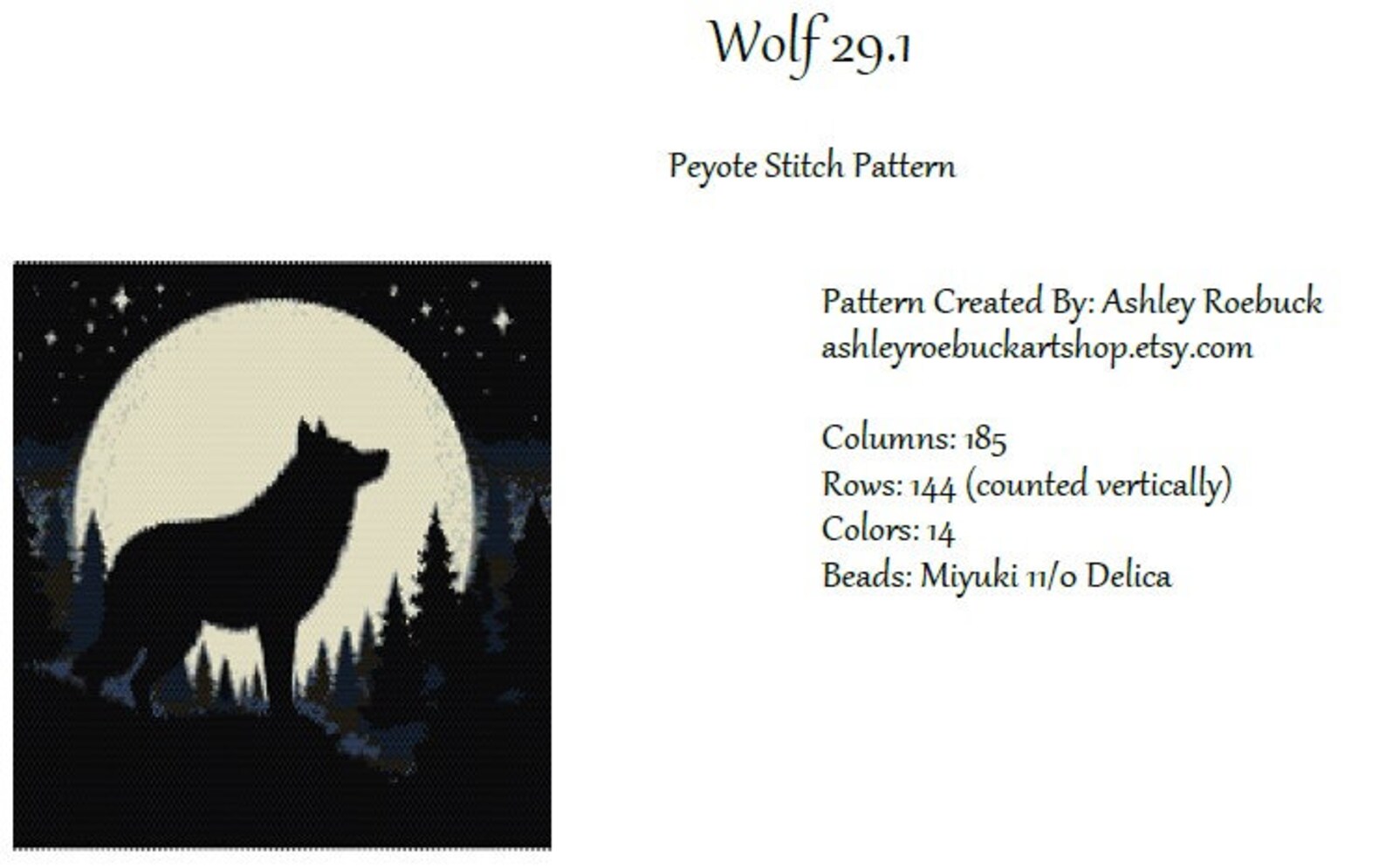 Wolf in Forest Loom & Peyote Patterns Large Bead Tapestry Using Miyuki ...