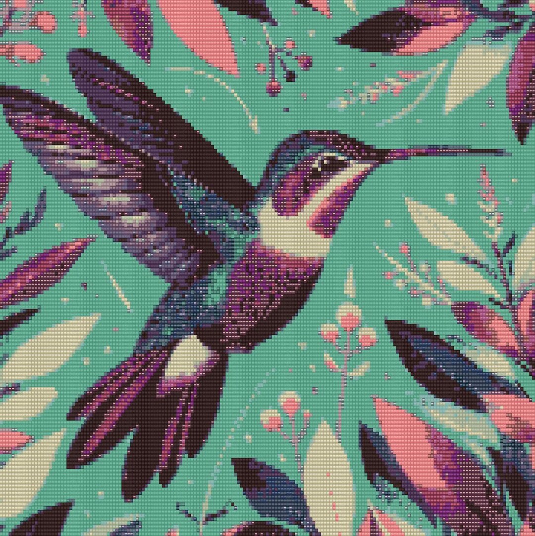 Hummingbird Loom & Peyote Pattern for Large Bead Tapestry Using Miyuki ...