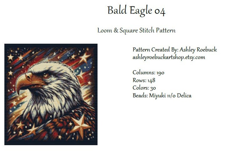 Bald Eagle Loom & Peyote Patterns for Large Bead Tapestry Using Miyuki ...