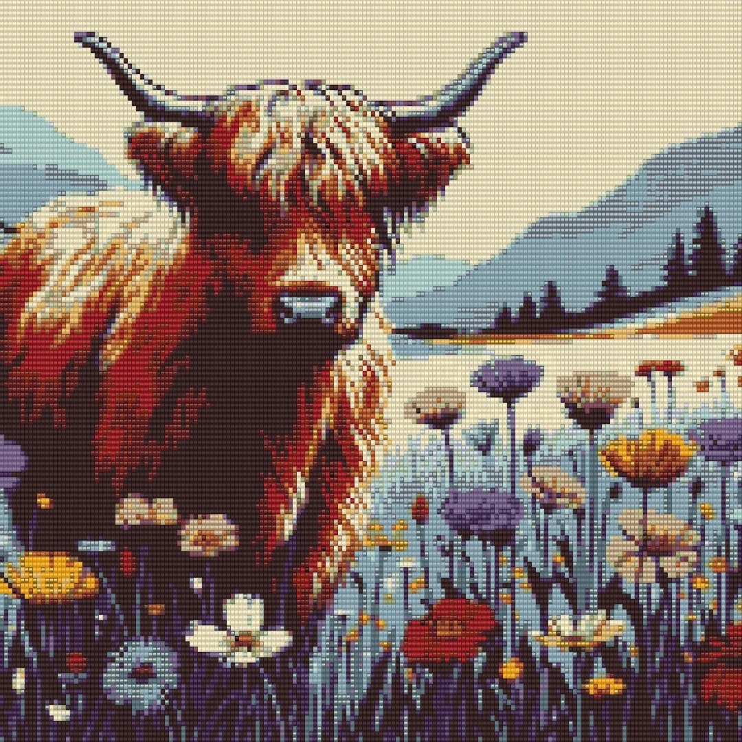 Highland Cow Loom & Peyote Stitch Patterns Large Bead Tapestry Using ...